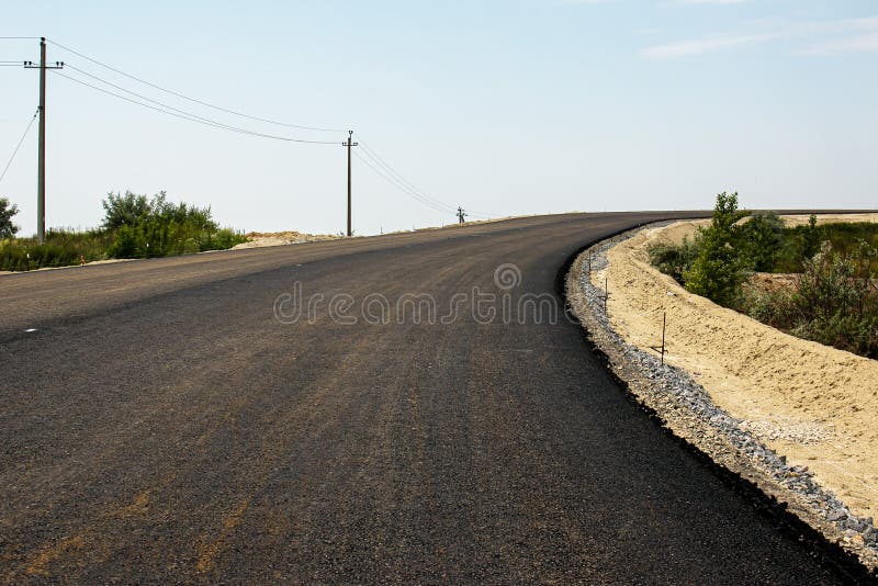 New Asphalt Road. the Bend of the Track at the Exit To the Viaduct ...