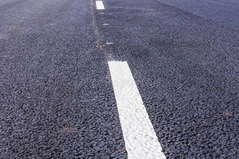 New Asphalt Road with the White Dividing Strip Stock Photo - Image of ...