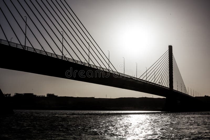New Aswan Bridge Over the River Nile, Egyp Stock Image - Image of nile ...