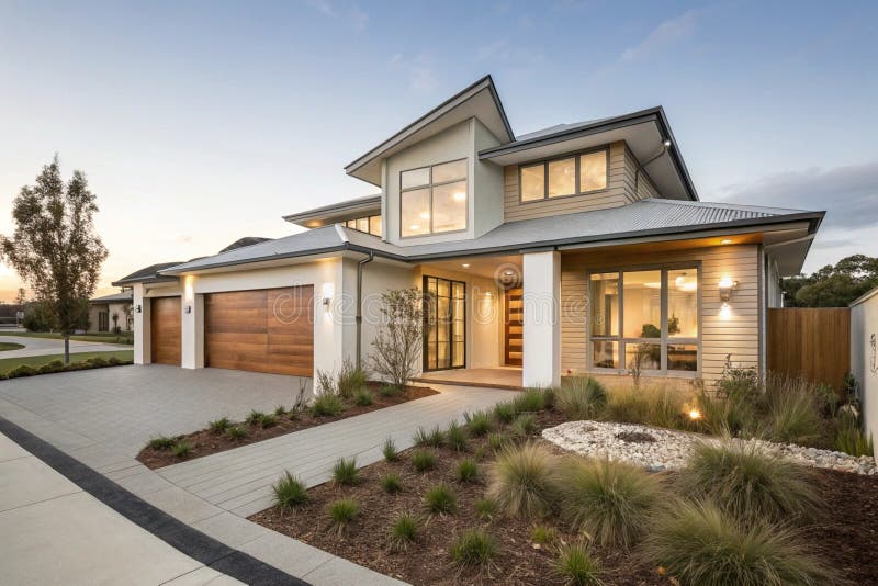 New Australian Style Home Front Elevation Stock Illustration ...