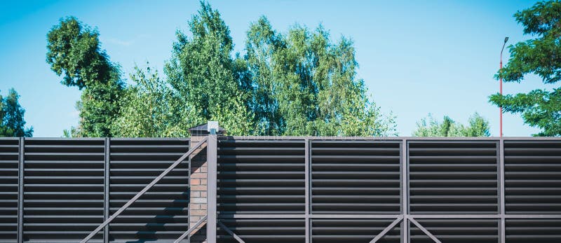 New Automatic Gates in a Private House Stock Photo - Image of house ...