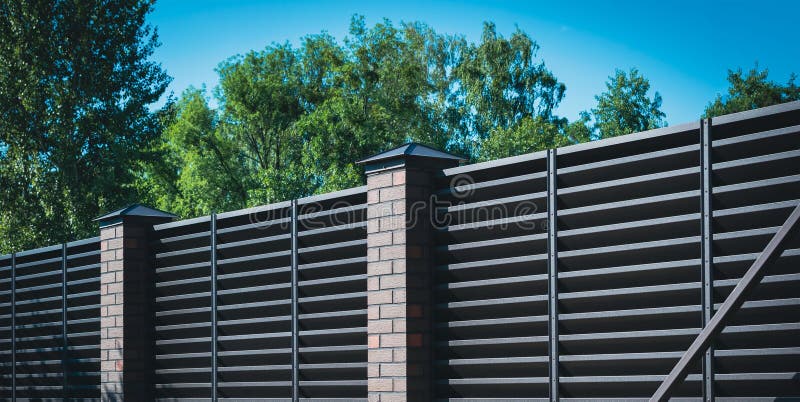 New Automatic Gates in a Private House Stock Image - Image of urban ...