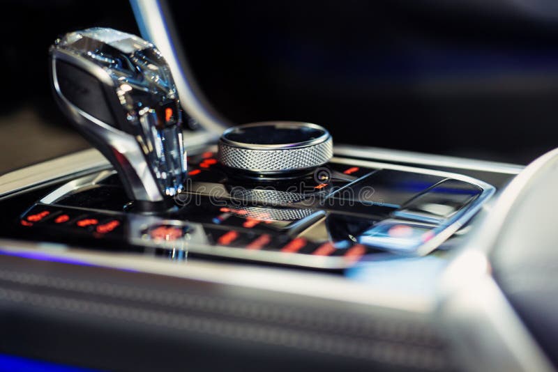 Automatic Gear Stick of a Modern Car Stock Image - Image of interior ...