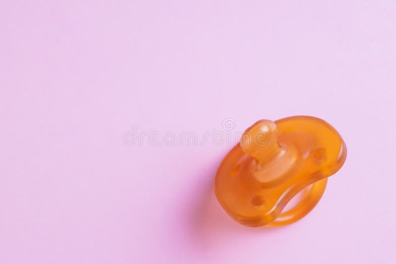 New Baby Pacifier on Pink Background, Top View. Space for Text Stock ...