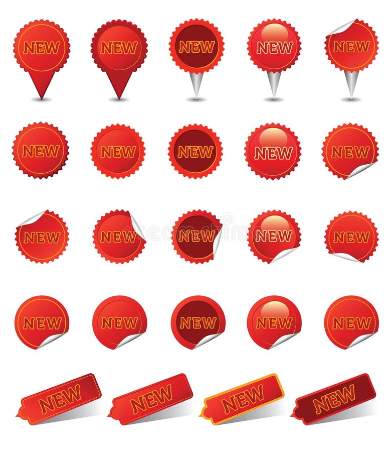 New Badge and Sticker | Red Stock Illustration - Illustration of market ...