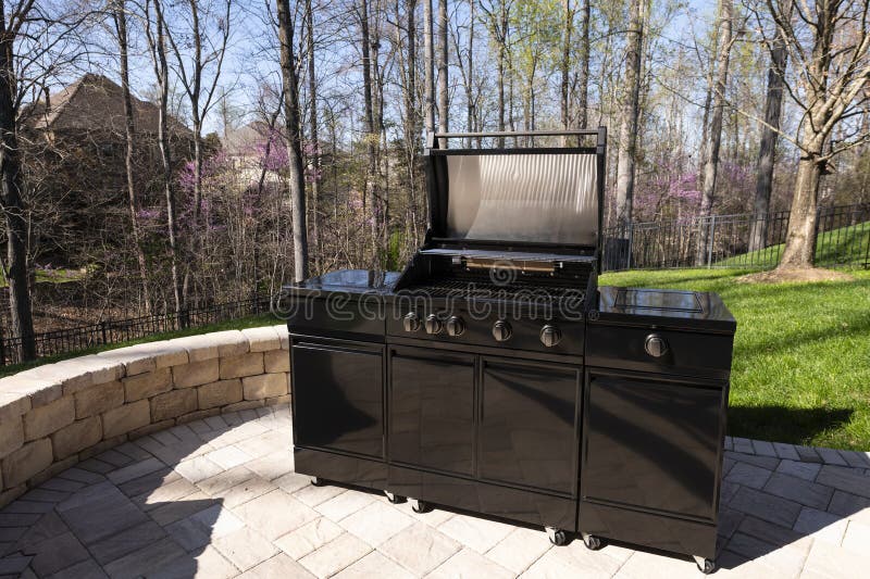 New Barbecue Grill Outdoors in Springtime Stock Image - Image of fenced ...
