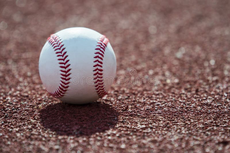 New Baseball Ball on Red Track Rubber Stock Image - Image of equipment ...