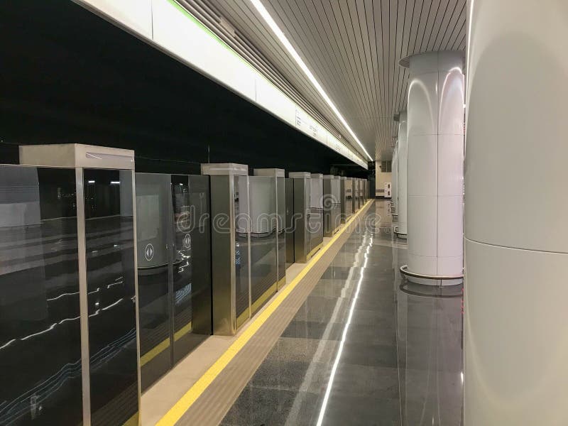 New Beautiful Modern Underground Train Subway Station with Security ...