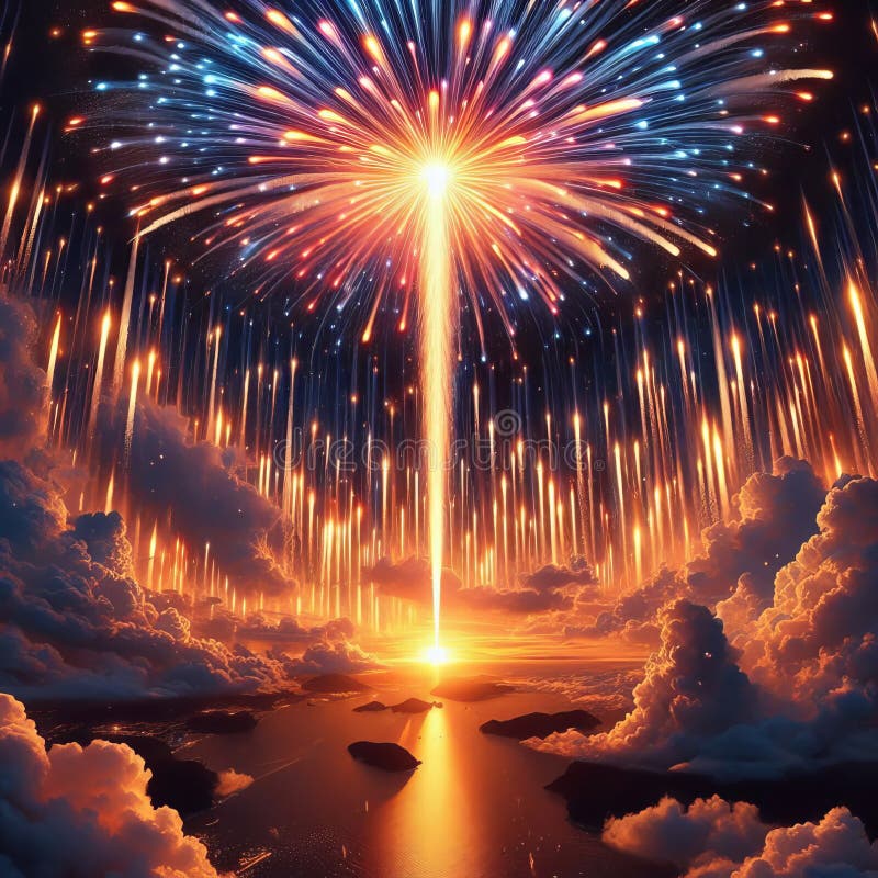 93 106. Sunburst Vertical Comets_ Fireworks that Shoot Stock Image ...