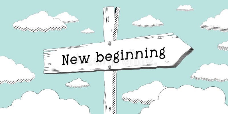 New Beginning - Outline Signpost with One Arrow Stock Illustration ...