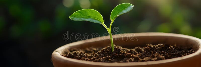 A New Beginning a Tiny Sapling Growing in a Pot Symbolizing Growth ...