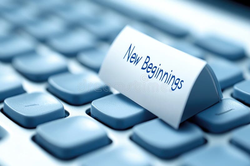 New Beginnings Concept with Note on Keyboard for Fresh Start ...