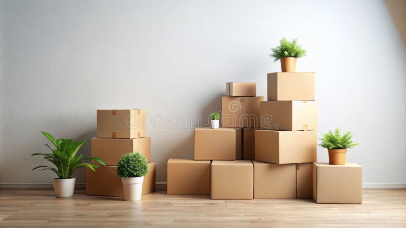 New Beginnings a Fresh Start Symbolized by Stacked Cardboard Boxes ...