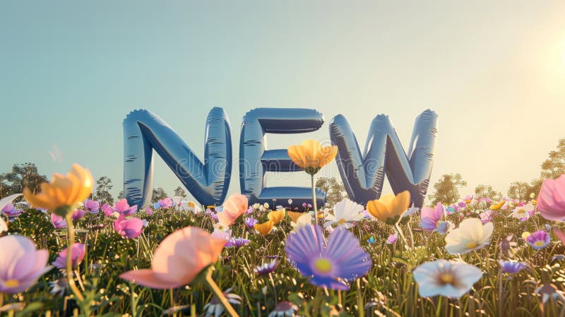 New Beginnings: Giant Inflatable Letters Amidst Spring Blooms Stock ...