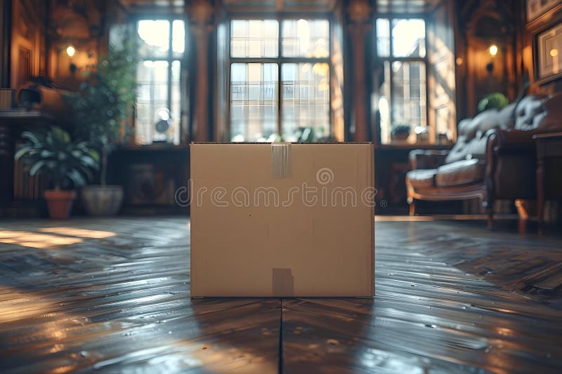 New Beginnings: Lone Box in Empty Room. Concept Isolation, Solitude ...