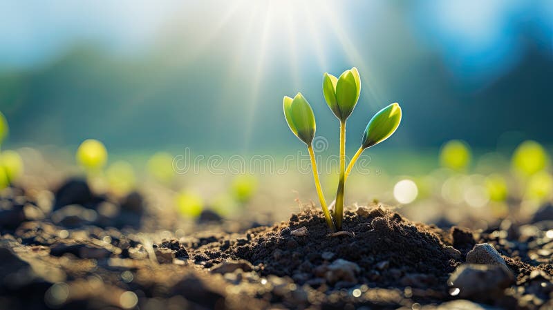 New Beginnings: Sprout Emerging in Sunlight Stock Illustration ...