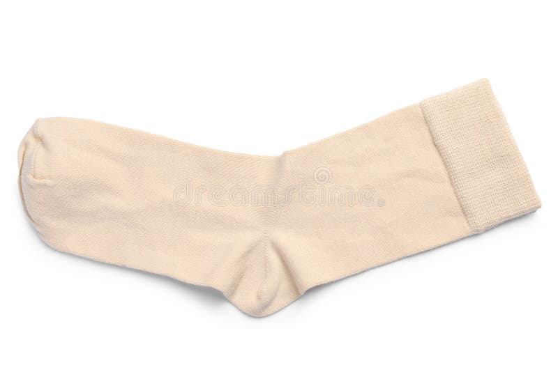 New Beige Sock Isolated on White, Top View Stock Image - Image of size ...