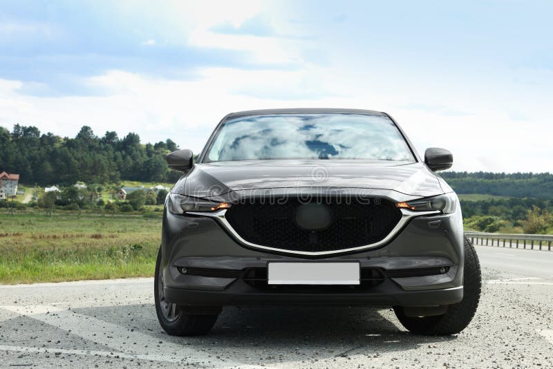 New Black Modern Car on Asphalt Road Editorial Stock Image - Image of ...