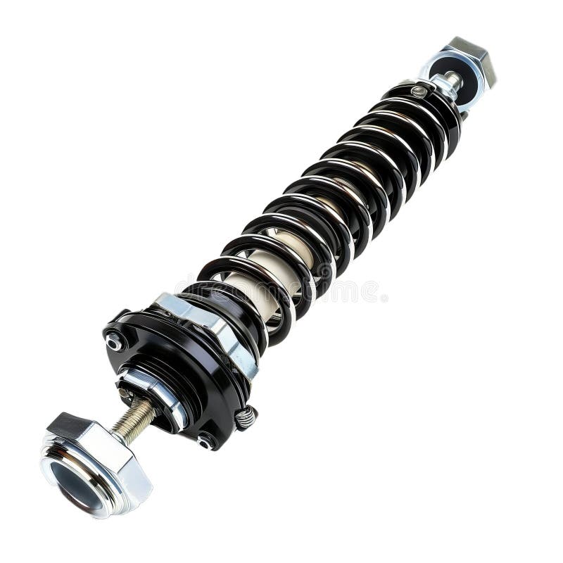 New Black Motorcycle Shock Absorber with Spring on White Background ...