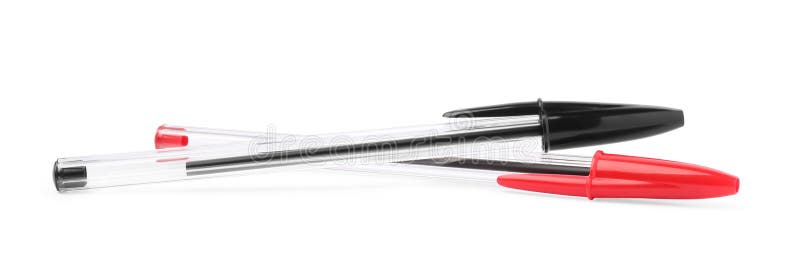 New Black and Red Plastic Pens Isolated on White Stock Image - Image of ...