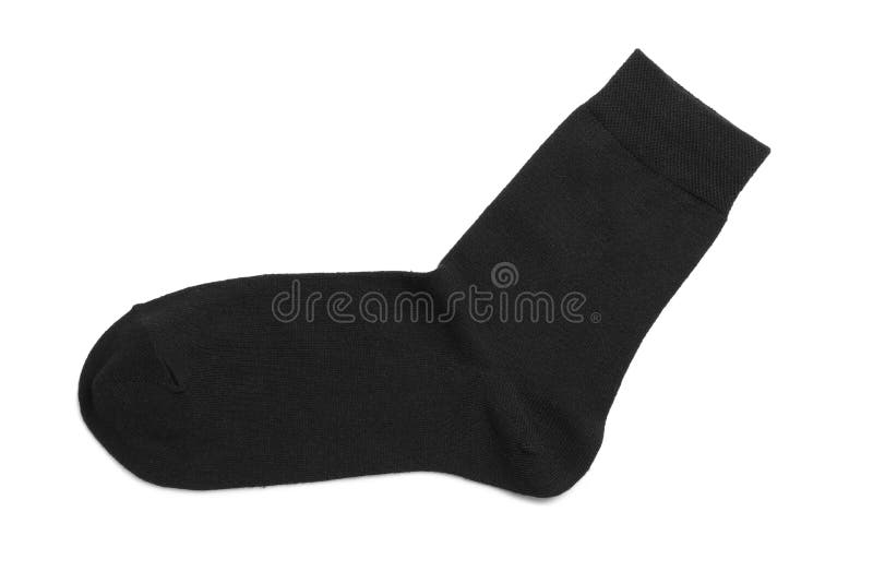 New Black Sock Isolated on White, Top View Stock Image - Image of ...