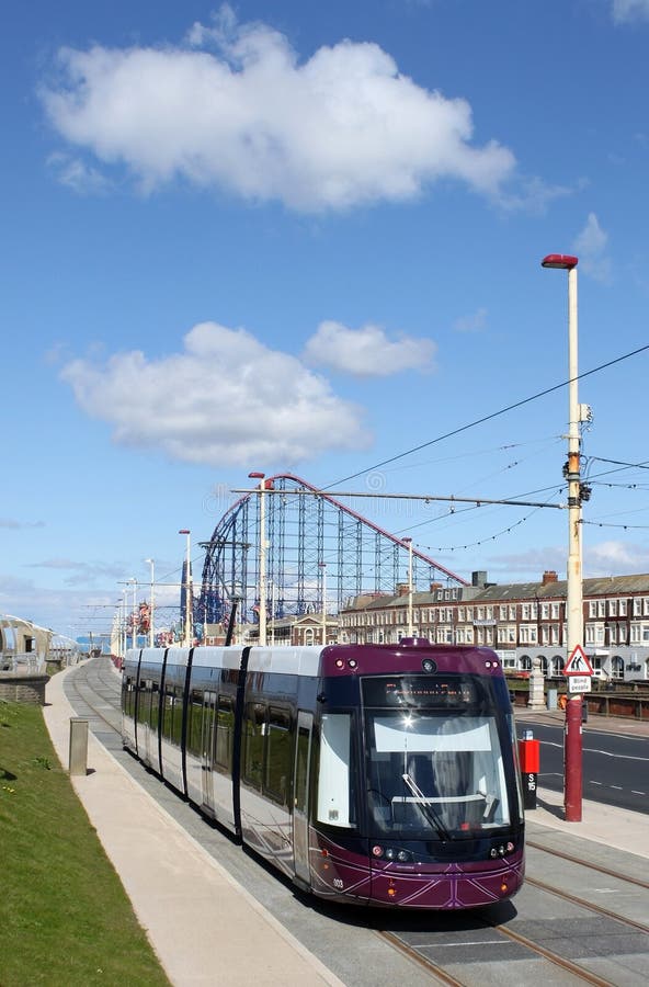 New Blackpool Tram Near Pleasure Beach. Editorial Photo - Image of ...