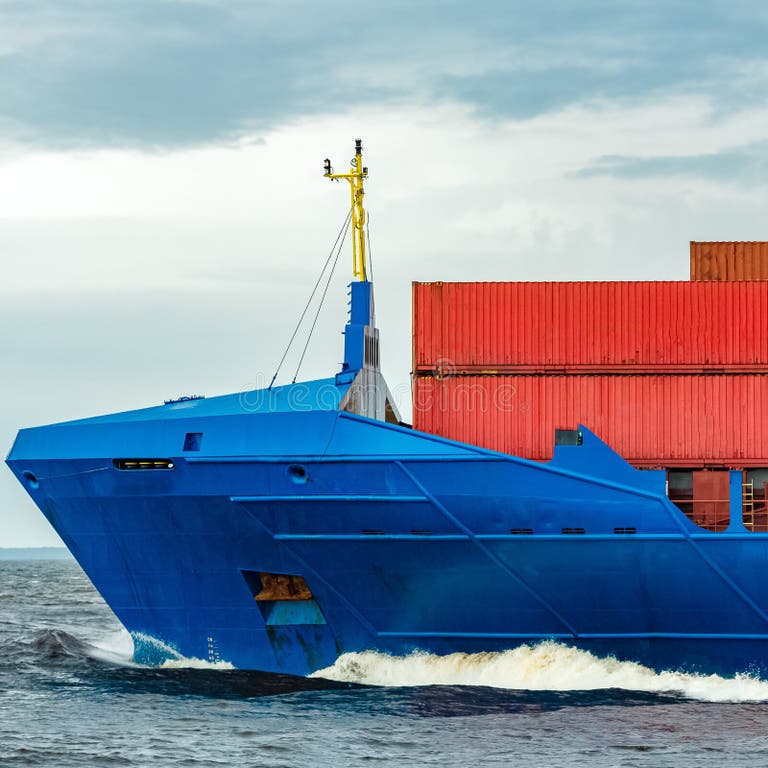 New blue container ship stock image. Image of blue, logistics - 112134111