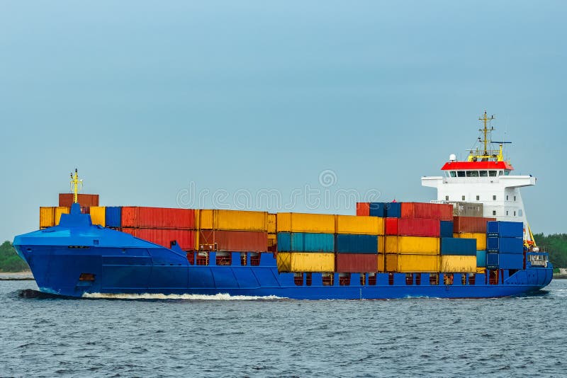 New blue container ship stock image. Image of carrying - 117678247
