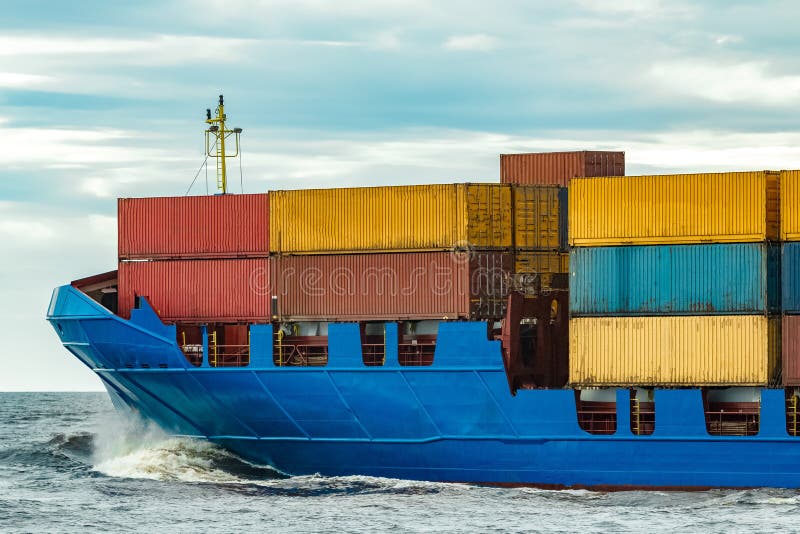 New blue container ship stock image. Image of cargo, marine - 99717469