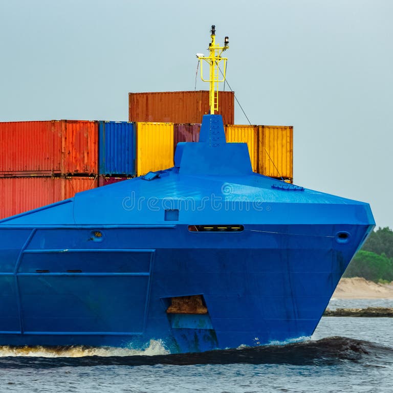 New blue container ship stock image. Image of cargo, marine - 99717927