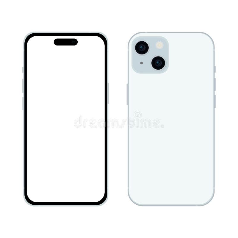 New Blue Smartphone Model 15, Mockup Template on White Background ...