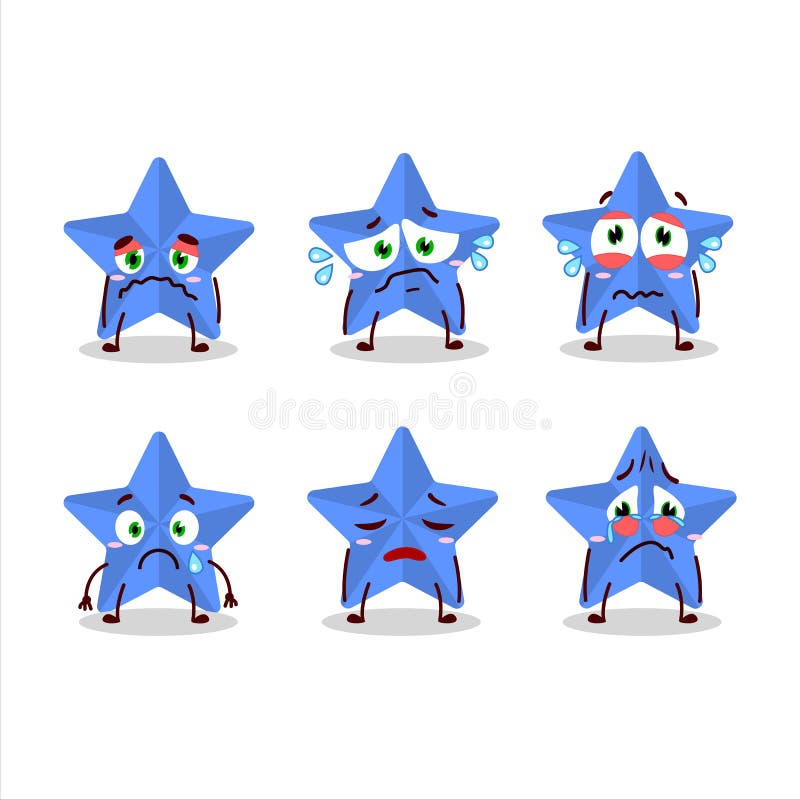 New Blue Stars Cartoon Character with Sad Expression Stock Vector ...