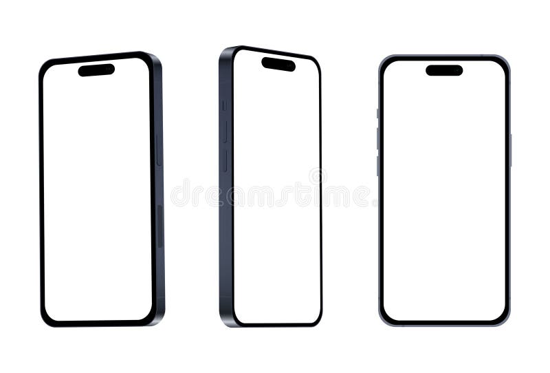 New Blue TITANIUM Smartphone Model 15 PRO, Mockup Template on White ...