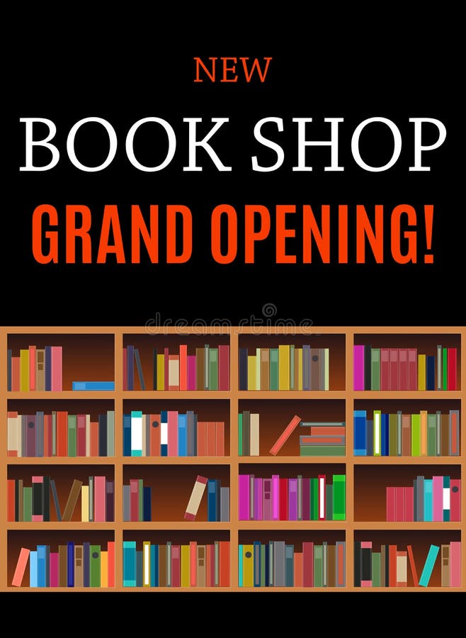New Book Shop Grand Opening Background. Vector Illustration Stock ...