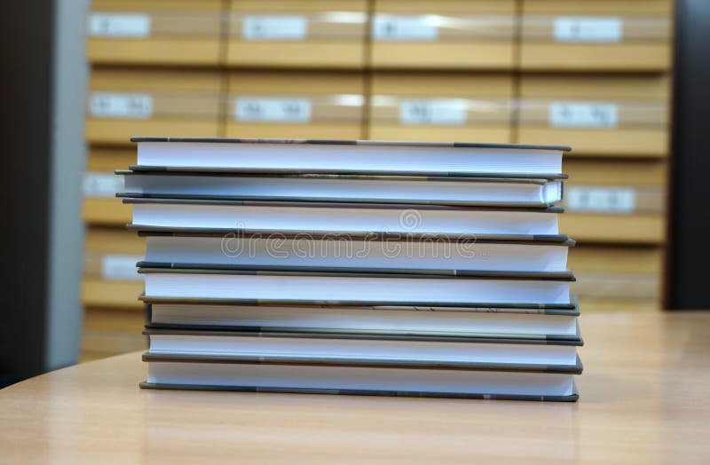 New Books Stacked on the Table Stock Image - Image of horizontal ...