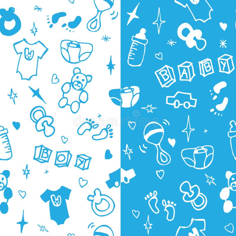 New Born Baby Boy Seamless Pattern Stock Vector - Illustration of dummy ...