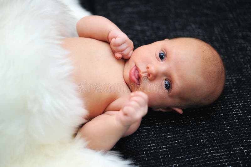 New Born Baby Cover by White Fur Stock Image - Image of eyes, health ...