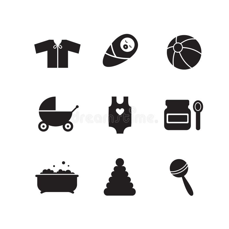 New born baby icons stock vector. Illustration of silhouette - 49296416