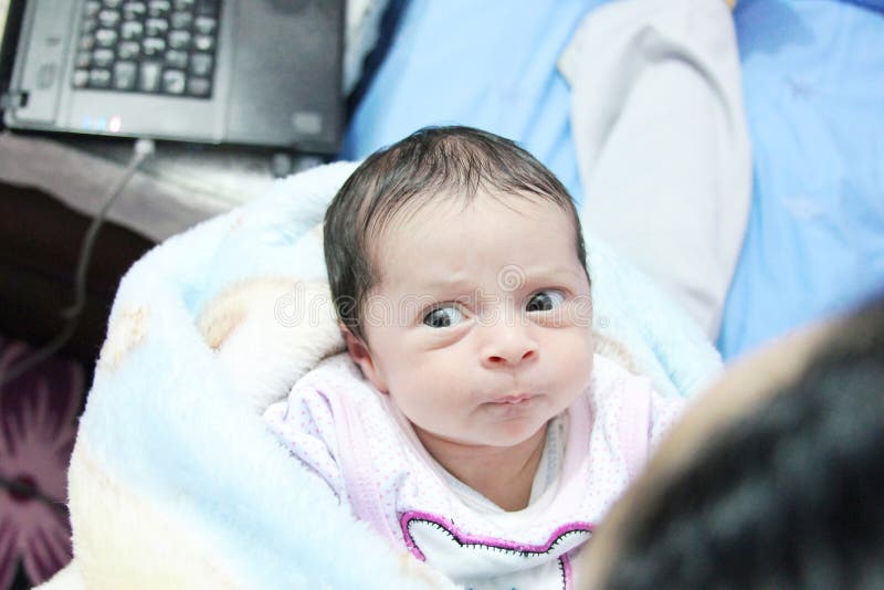 Staring baby girl stock photo. Image of beauty, newborn - 57666934