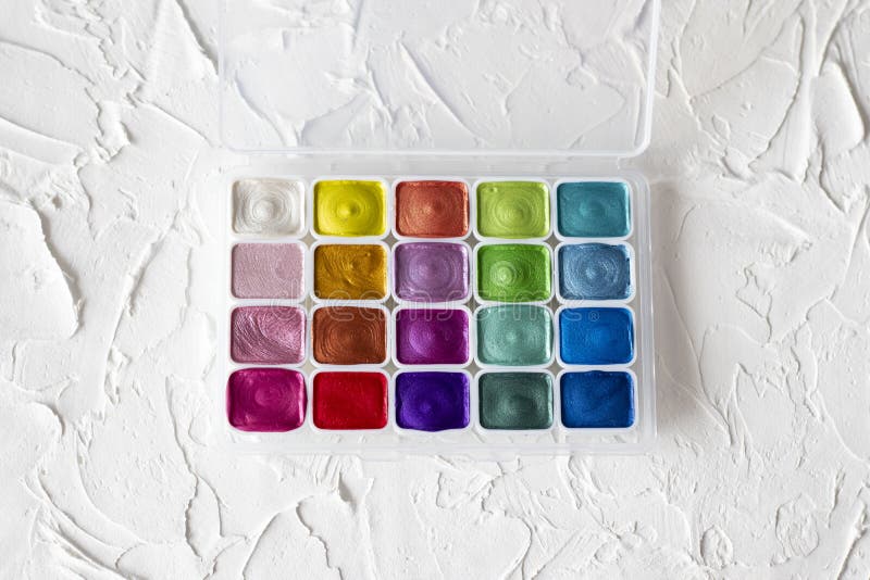 New Box of Multi-coloured Metallic Watercolours in White Box Stock ...