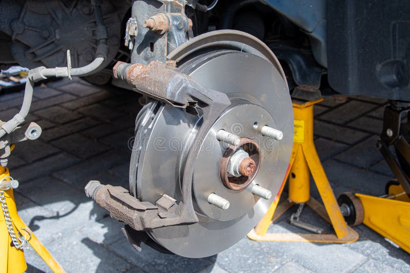 New Brake Disk Fitted To a Car Wheel Stock Image - Image of repair ...