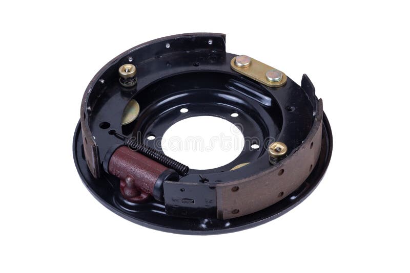 New Brake Pads and Cylinder Brake Drum Stock Photo - Image of pads ...
