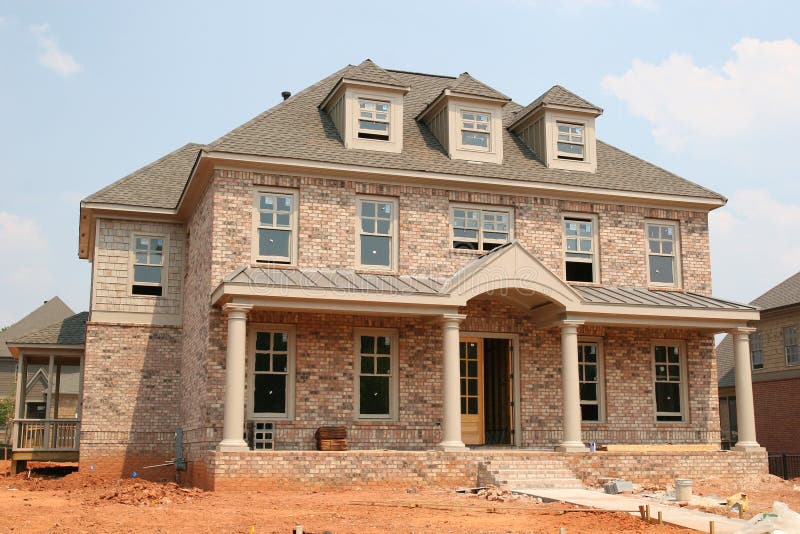 New Brick Home Construction Stock Image - Image of realestate ...