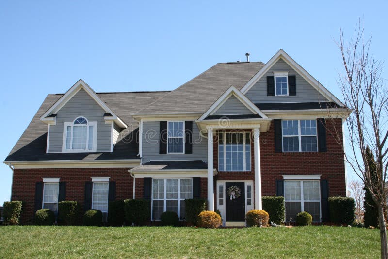 New brick house stock photo. Image of housing, real, blue - 613370