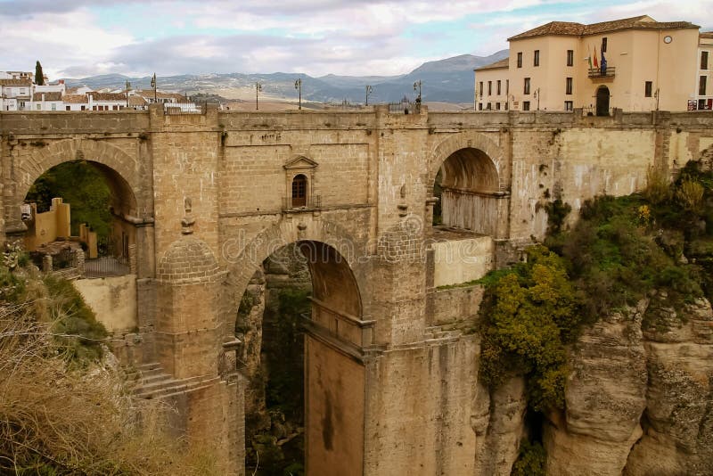 New Bridge Over the Gorge in the City of Ronda, Spain Stock Image ...