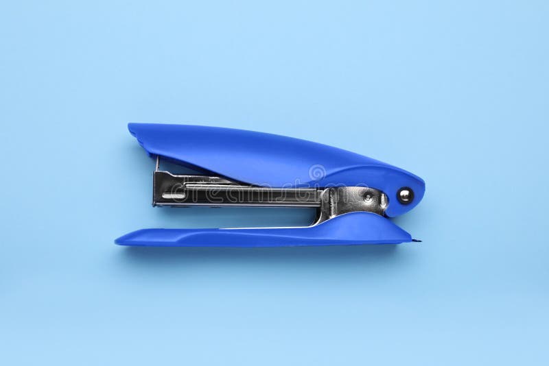 New Bright Stapler on Pink Background, Top View. School Stationery ...