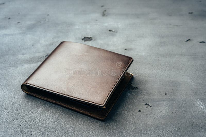 New Brown Leather Wallet on Dark Background Stock Photo - Image of ...