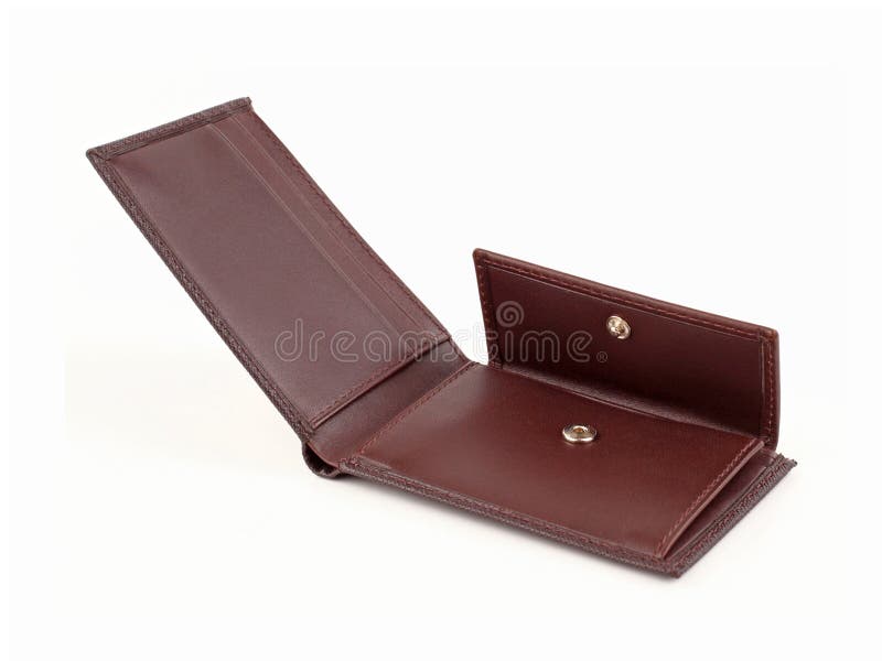 New Brown Open Wallet of Cattle Leather Isolated Stock Photo - Image of ...
