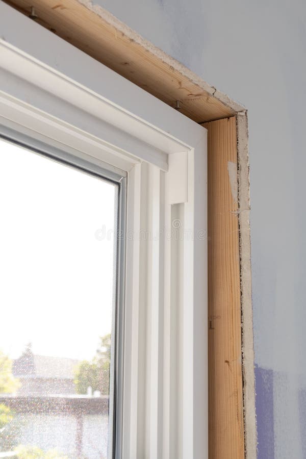 New Build House with Foam Installed Window Stock Image - Image of ...