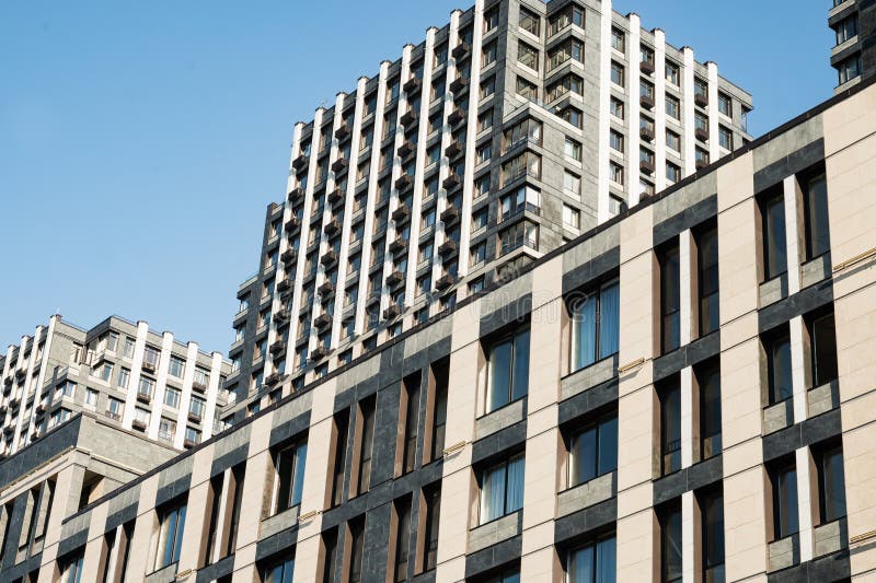 New Building Apartments with Modern Design. Minimal Architecture ...